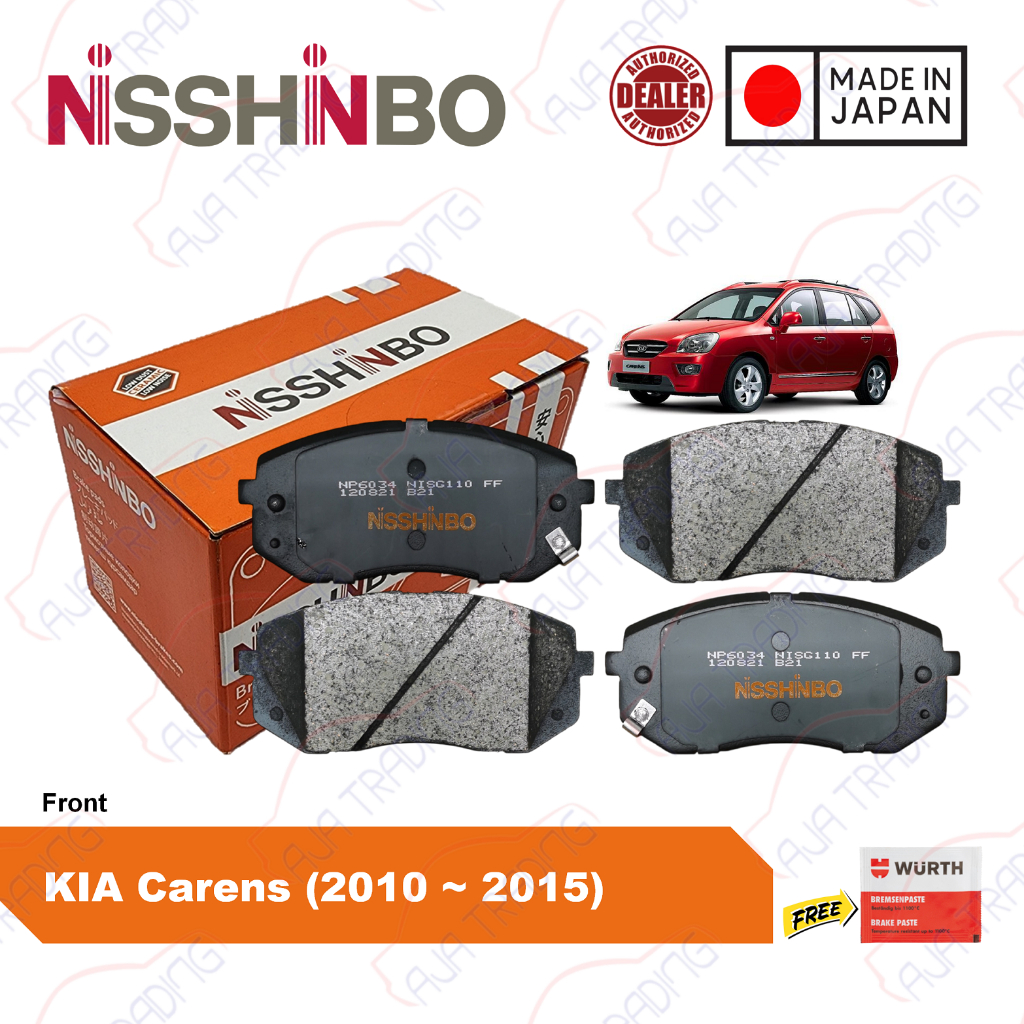 Genuine Nisshinbo Front Brake Pads with SHIMS and CLIPS for KIA Carens ...
