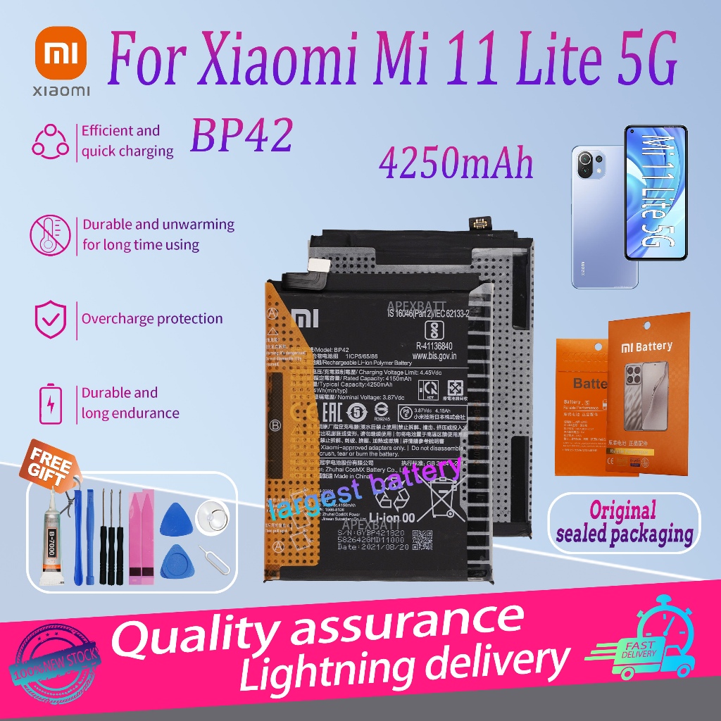 APEXBATT Orginal New 4250mAh BP42 Battery For Xiaomi Mi 11 Lite 5G ...