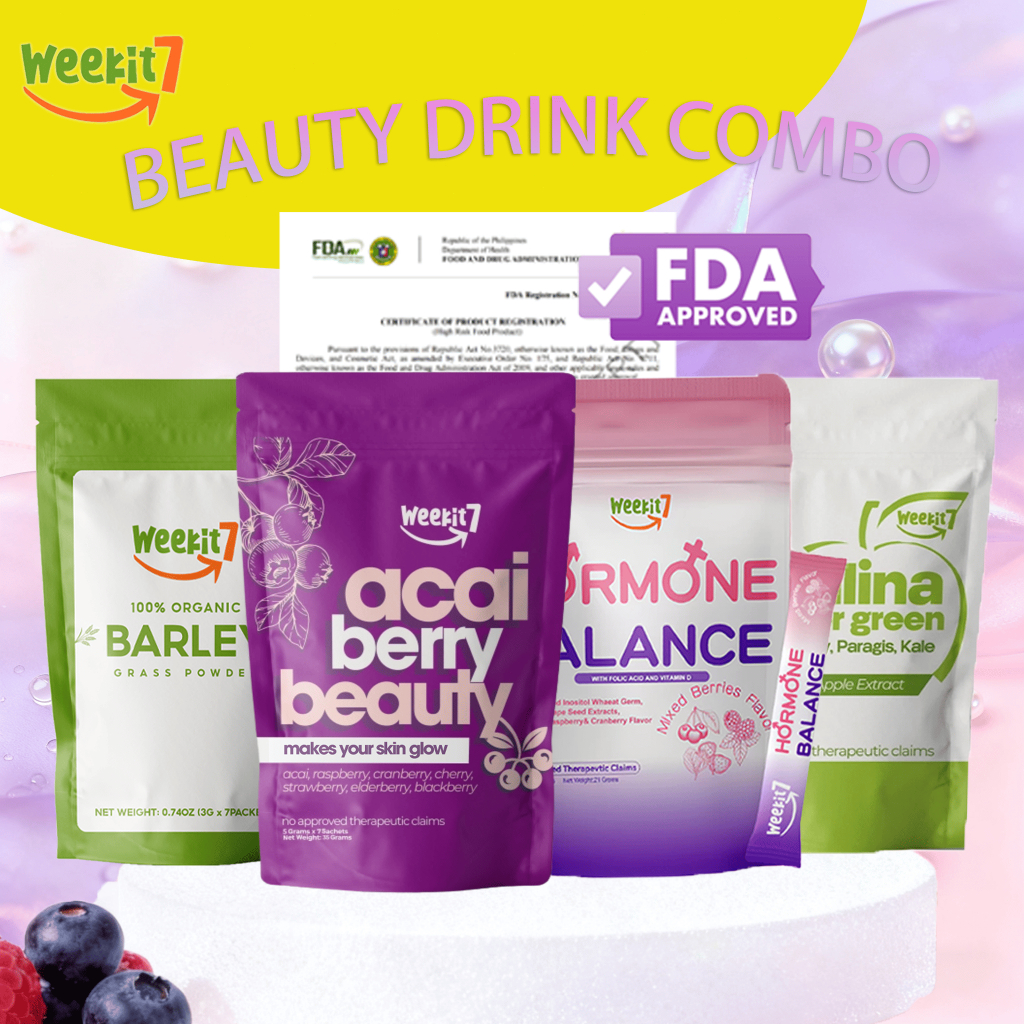【BUDGET COMBO】Weekit7 Acai Berry Beauty Drink Set,Hormone,Barley Grass ...