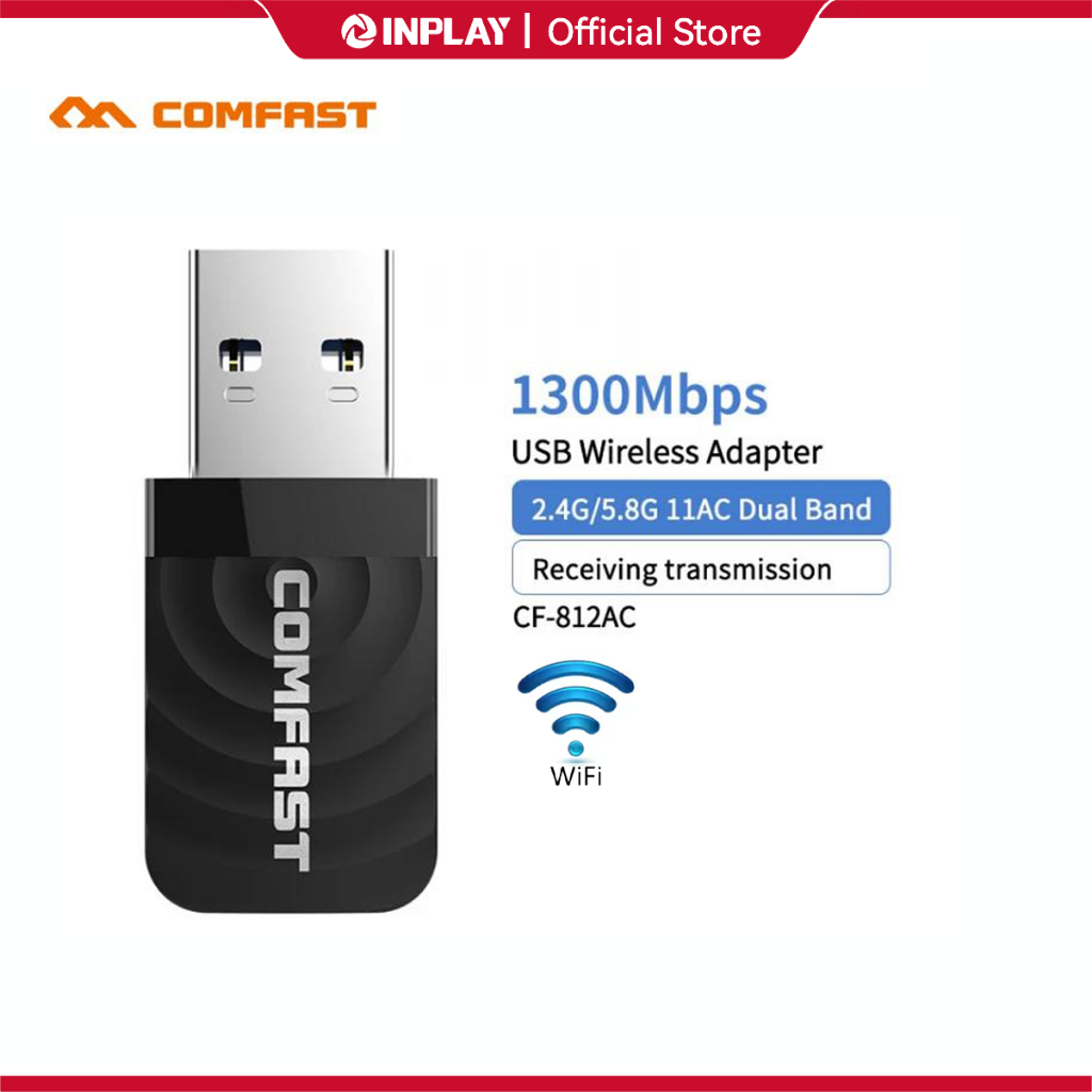 Comfast CF-812AC Wireless USB Dongle WiFi Adapter AC1200Mbps 2.4Ghz&5 ...
