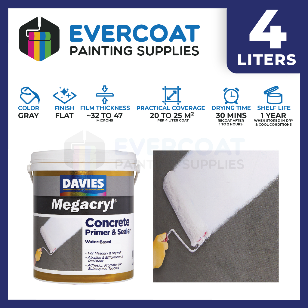 Davies Megacryl Concrete Primer & Sealer, Water Based, Alkali Resistant ...