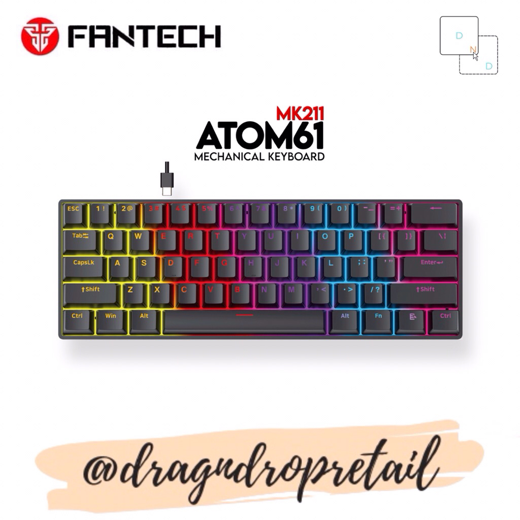 FANTECH ATOM61 MK211 Static RGB Mechanical Gaming Keyboard, Compact 61 ...
