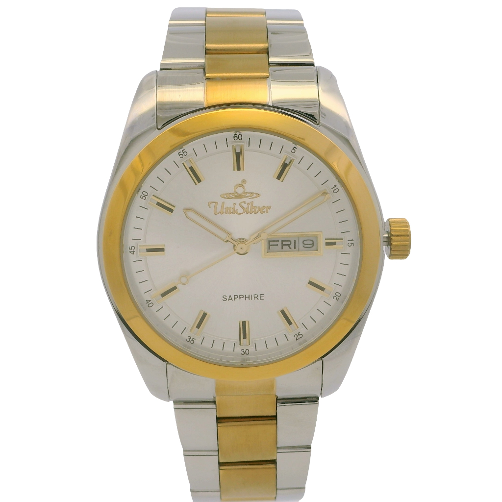 UniSilver TIME Men's Two Tone/Silver Dial Analog Stainless Steel Watch ...