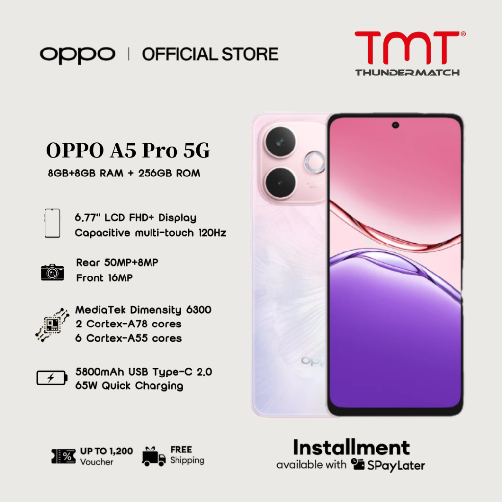 𝐎𝐏𝐏𝐎 A5 Pro 5G | 8+8GB RAM + 256GB ROM | MediaTek Dimensity 6300 ...