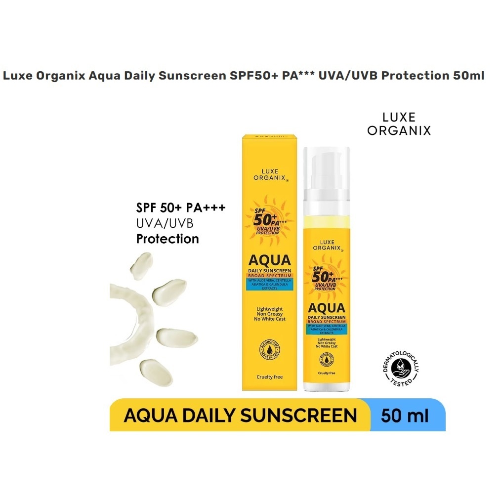 LUXE ORGANIX Luxe Organix Aqua Daily Sunscreen SPF50+ PA*** UVA/UVB ...
