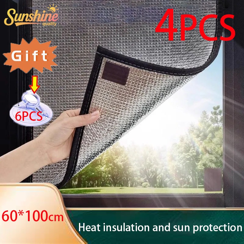 4PCS 60*100cm Window Film Blackout Aluminum Foil Window Cover Heat ...