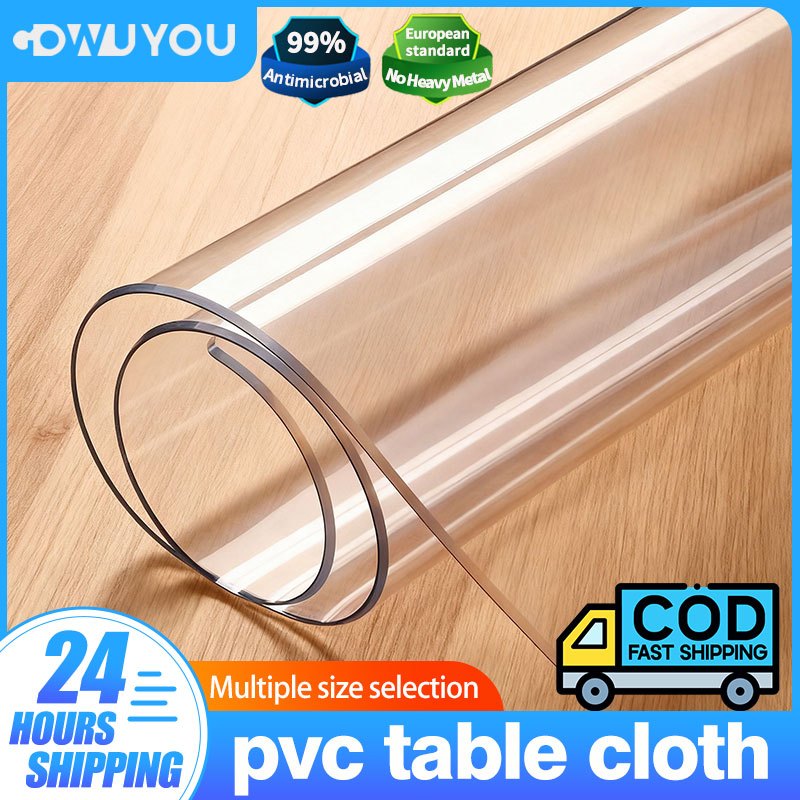 2-12 seater Transparent PVC Tablecloth Heat Resistant Non-toxic ...