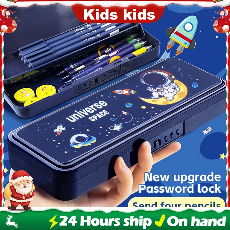Cartoon Astronaut Pencil Case For Kids Combination Lock Waterproof ...