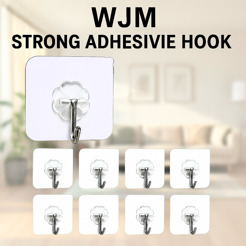 Wjm 10pcs Wall Hooks Screw Transparent Seamless Magic Hook Hook