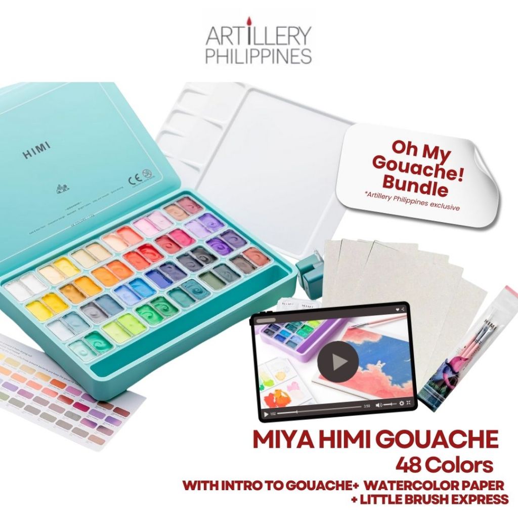 Miya Himi Oh My Gouache Set of 48 Colors x 12ml Gouache Paint Kit ...