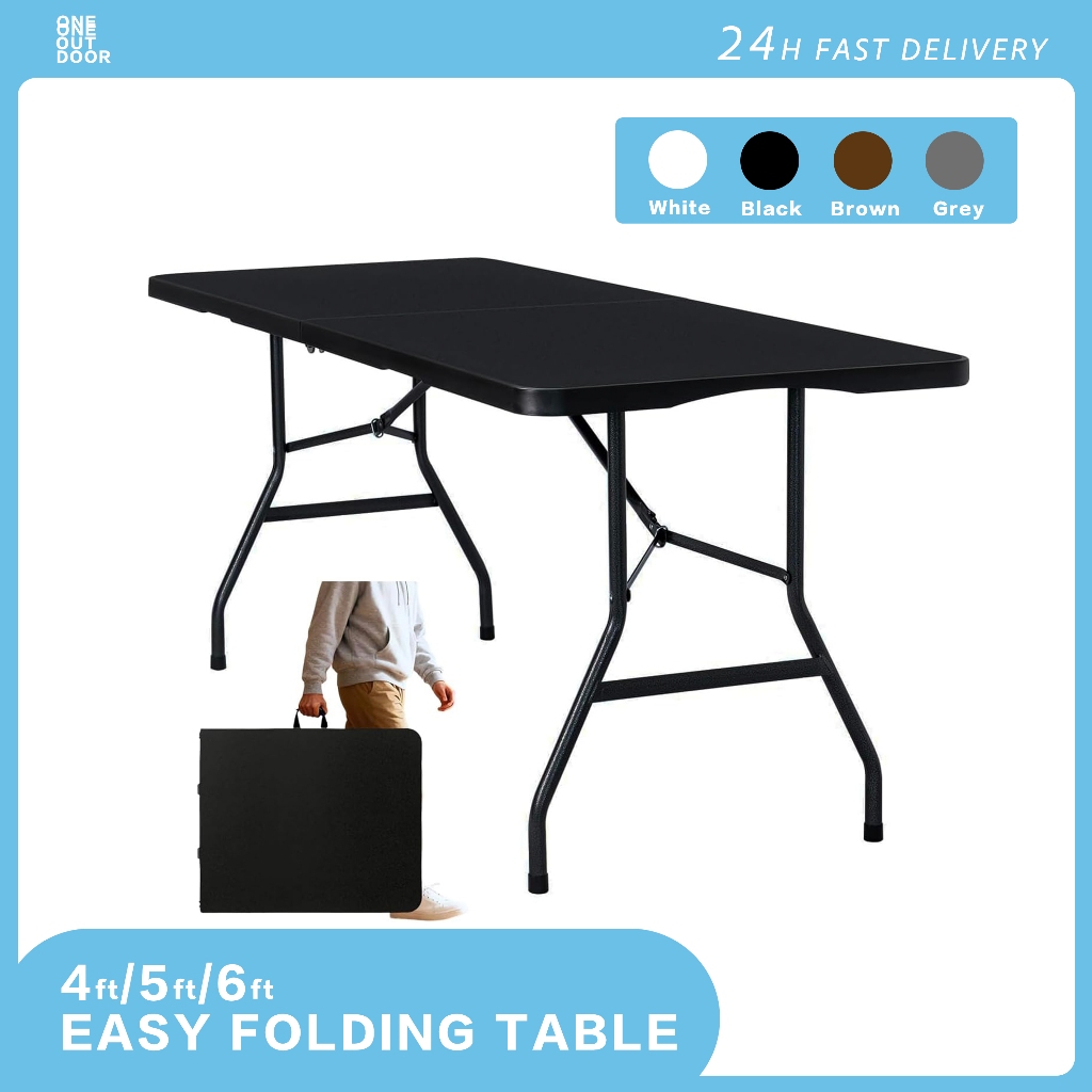 Outdoor folding table 4/5/6FT Foldable Banquet Table Portable camping ...