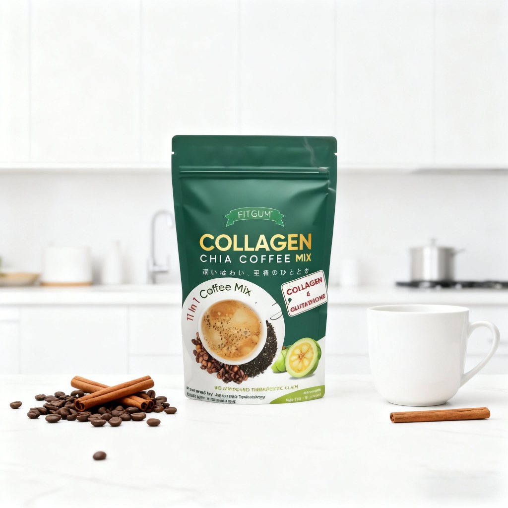FITGUM 20X Collagen Chia Coffee Real Chia Seeds Coffee Mix Slim Body ...