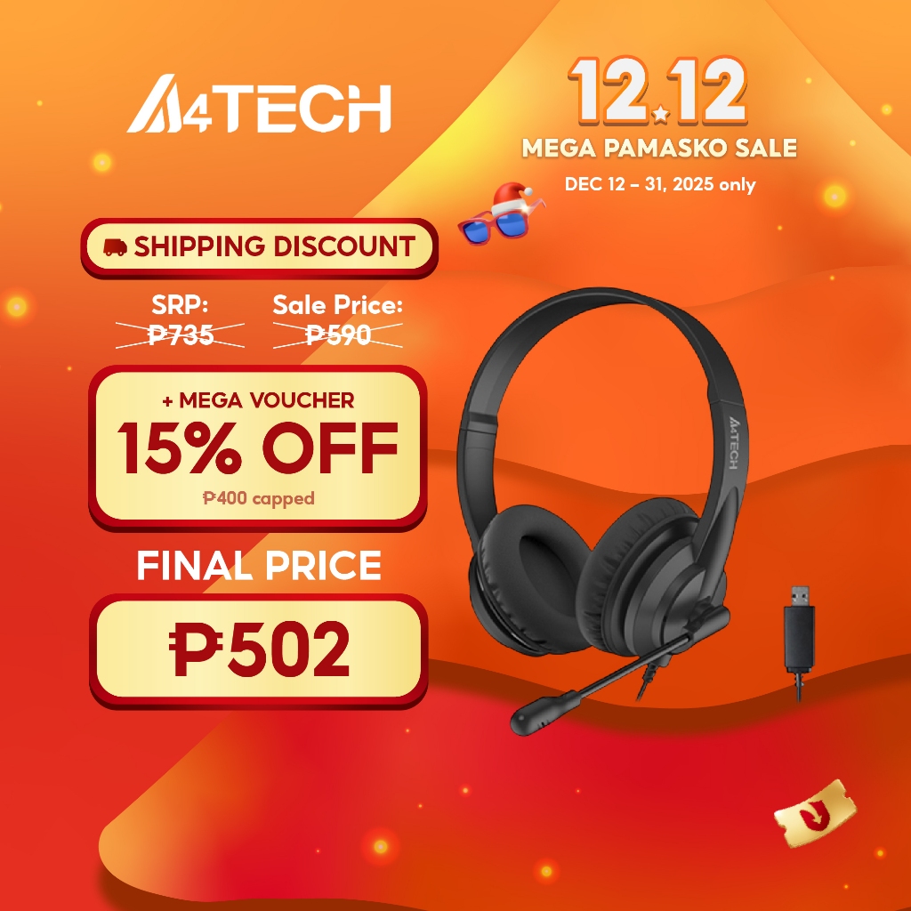 A4Tech HU-10 High Performance USB Headset Black | Shopee Philippines