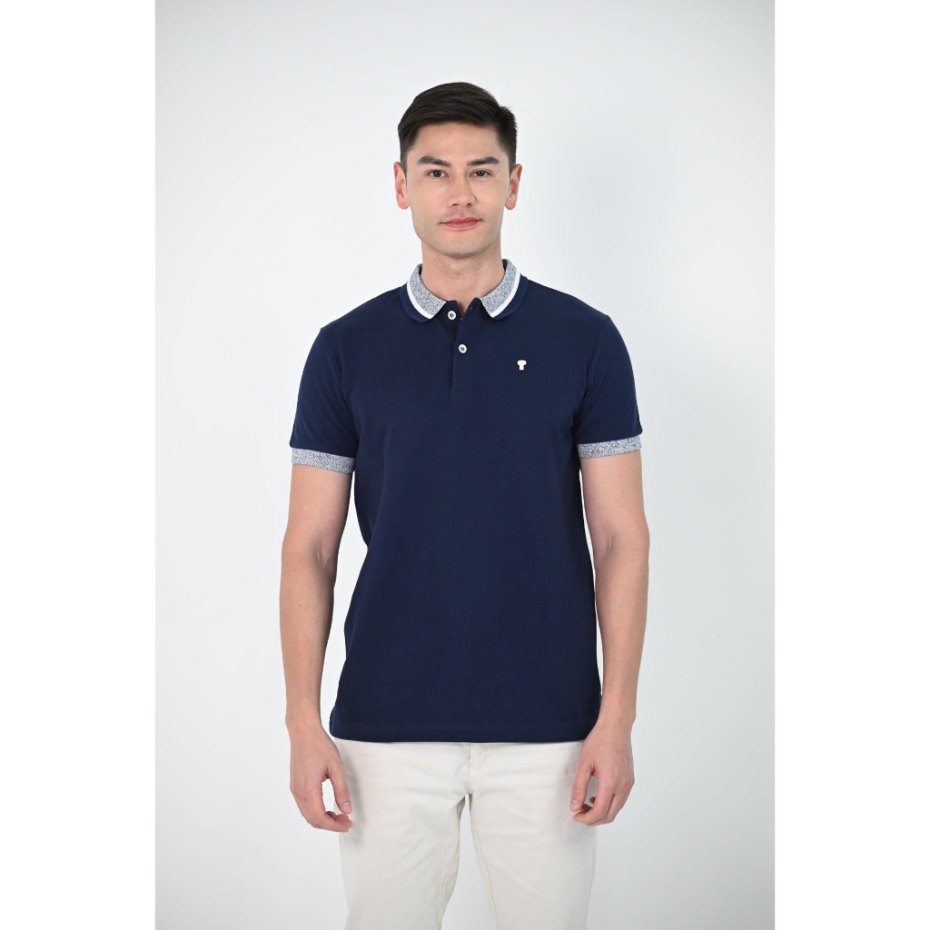 COLLEZIONE C2 24RT1K057 Navy Pique Polo Shirt Men Custom Fit Key logo ...