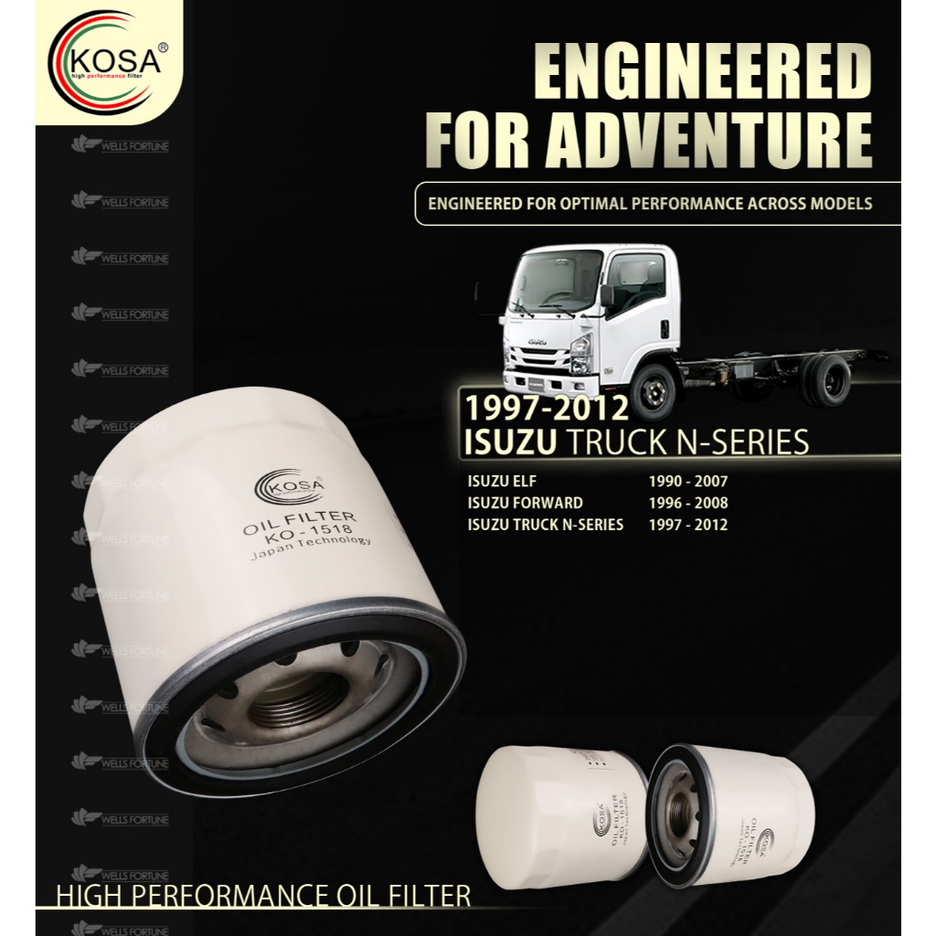 C-518 ISUZU 4HE1 4HF1 4HF1T ELF 450 KOSA OIL FILTER KO-1518 (1PC ...