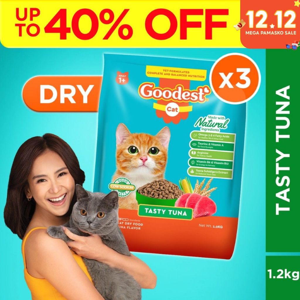 Goodest Adult Cat Dry Food in Tasty Tuna, 3.6kg (3 x 1.2kg) | Shopee ...
