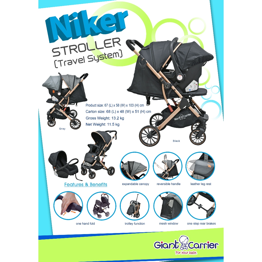 Giant Carrier – Niker Stroller Travel System – One Hand Fold ...