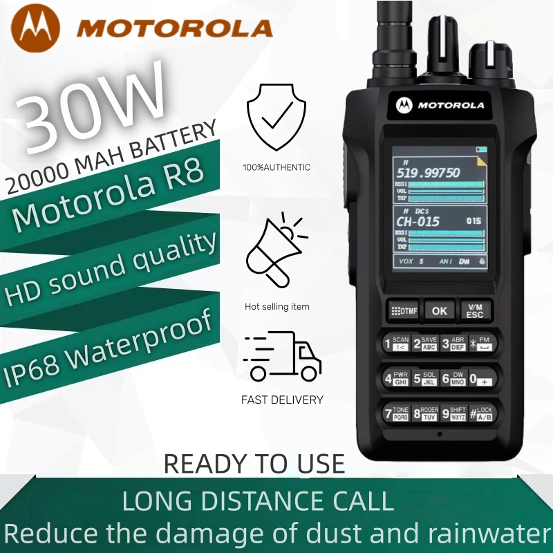 Motorola R8 Walkie Talkie IP68 Waterproof VHF/UHF Radio 30W 20000mAh ...