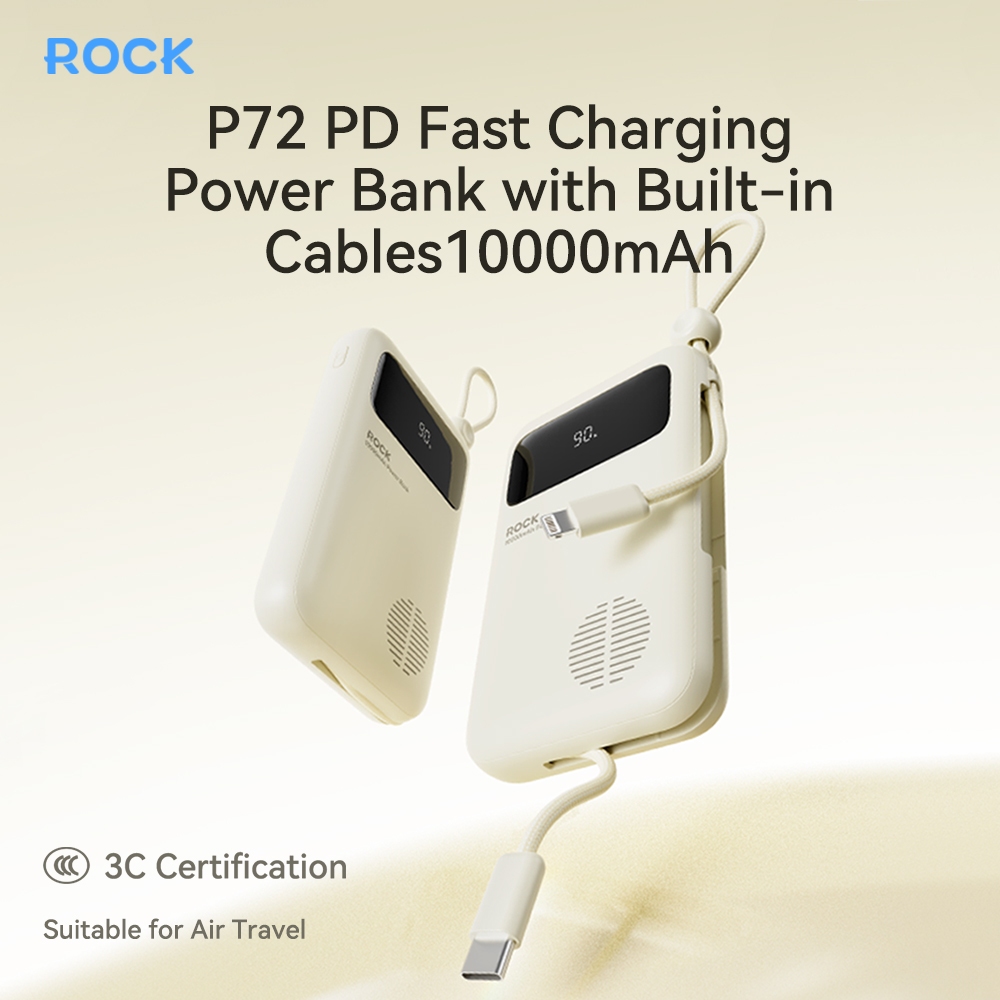 Rock Space P72 22.5W PD Fast Charging Power Bank Built-in Cables ...