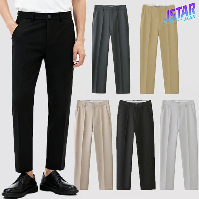 J STAR Summer Korean plain ankle Trousers Men's Slim Fit Pants for men ...