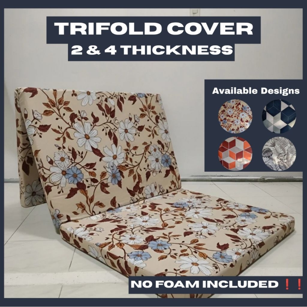 Trifold Cover with long zipper for 2 & 4 inch foam thickness (Semi ...