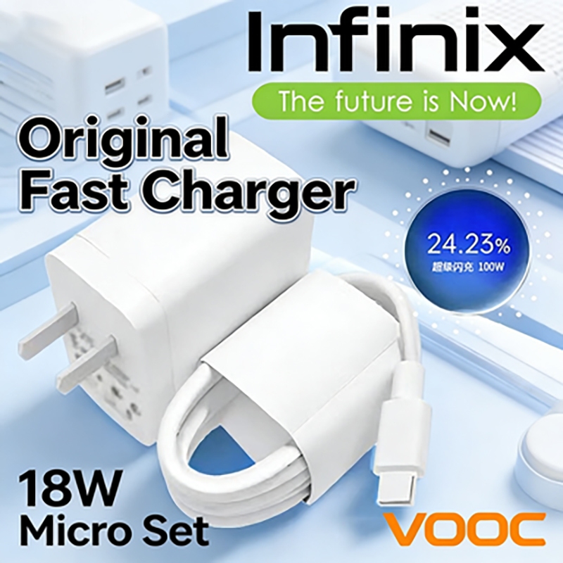 Original Fast Charger Infinix Charger 18W Micro USB/Type-C Cable For ...