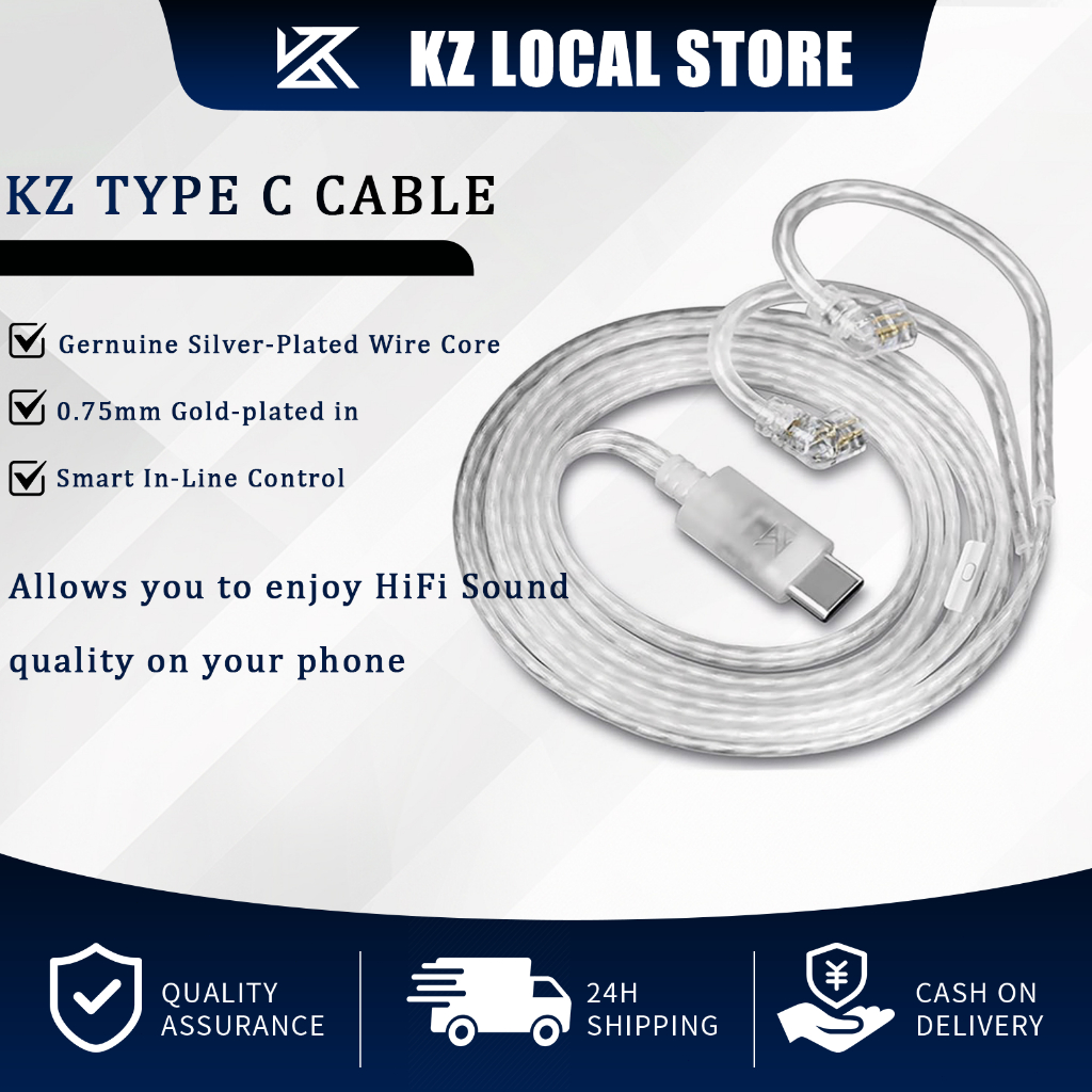 KZ Type-C Cable C PIN 0.75mm Earphones Replacement USB C Cable for EDX ...