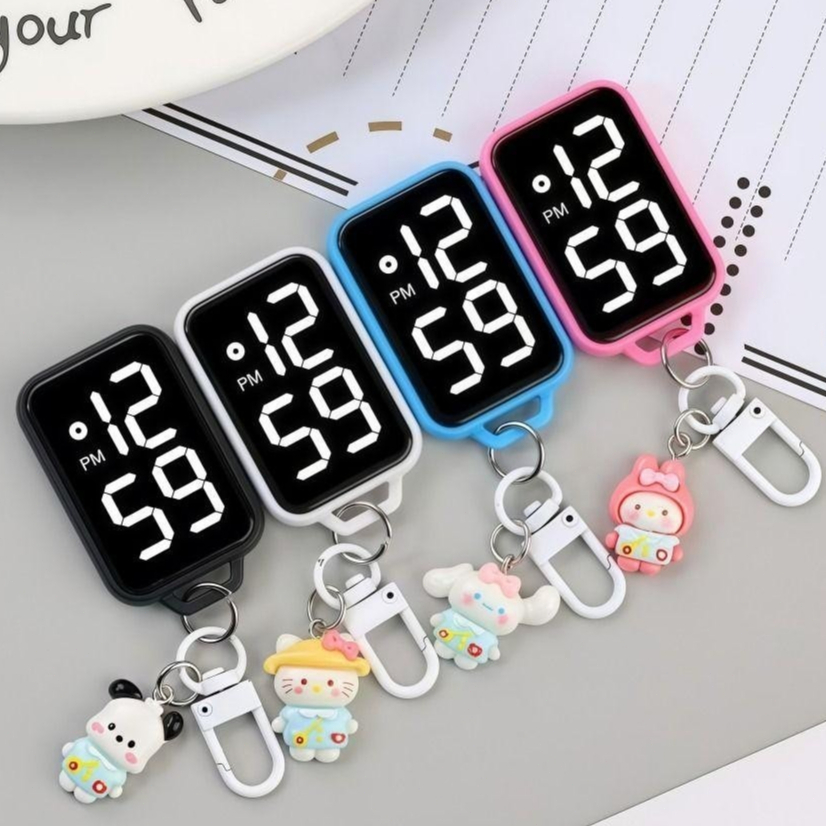 Mini Keychain Pocket Watch, Digital Display Square Electronic Hanging ...