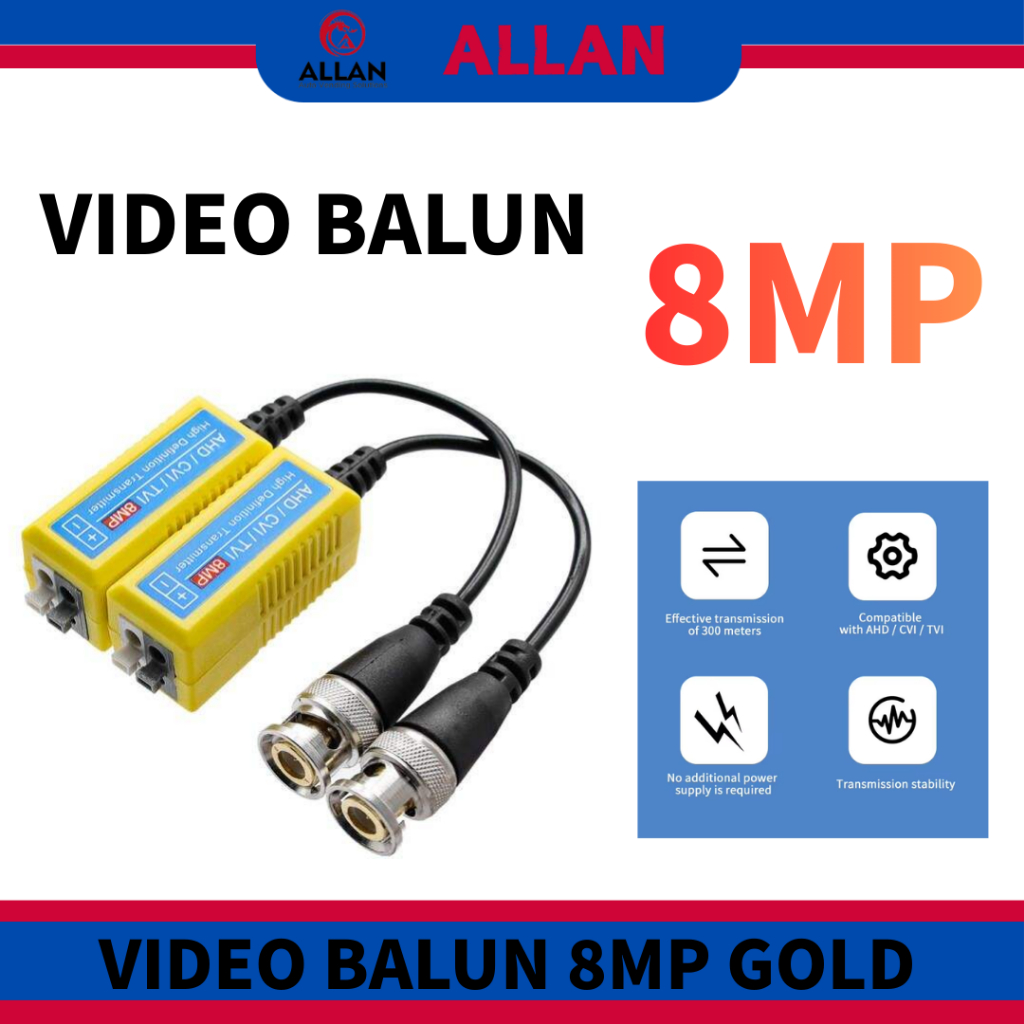 ALLAN Video Balun 8MP Twisted Wire Transmitter Monitoring Video Anti ...