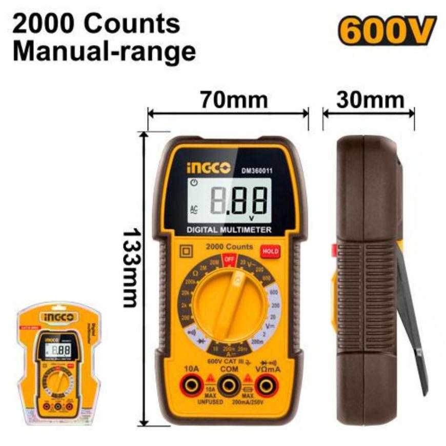 INGCO Digital Multimeter TRMS 2000 Counts DM360011 IPT | Shopee Philippines