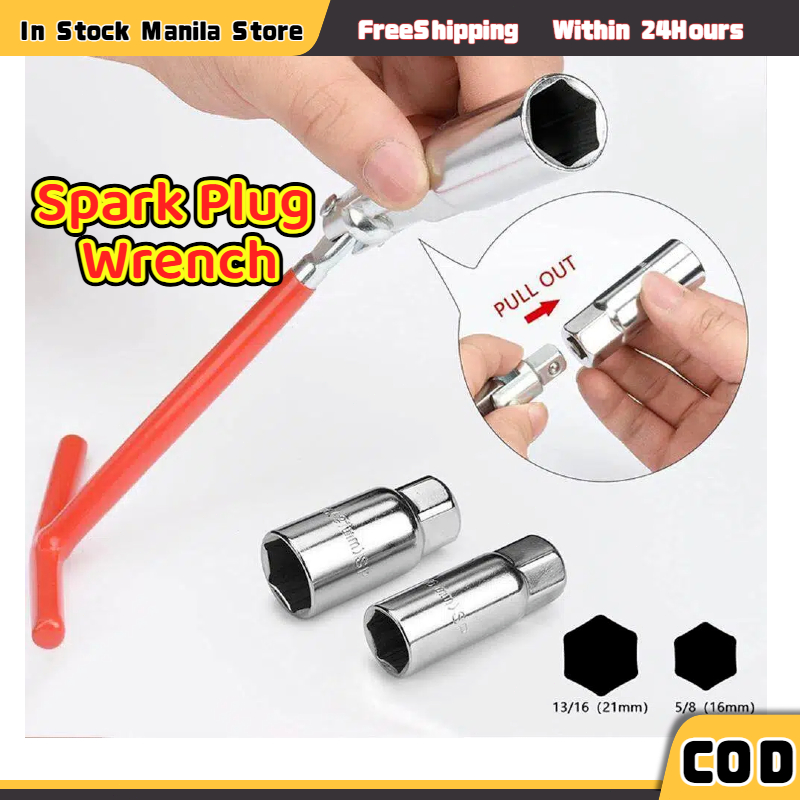 Spark Plug Socket Wrench Set, 16mm 21mm Swivel Joint T-Handle Tool for ...