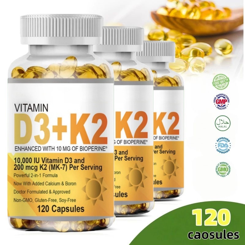 Vitamin D3 K2 10000 IU(250mcg) D3 + 200mcg K2 MK7 Immune Support ...