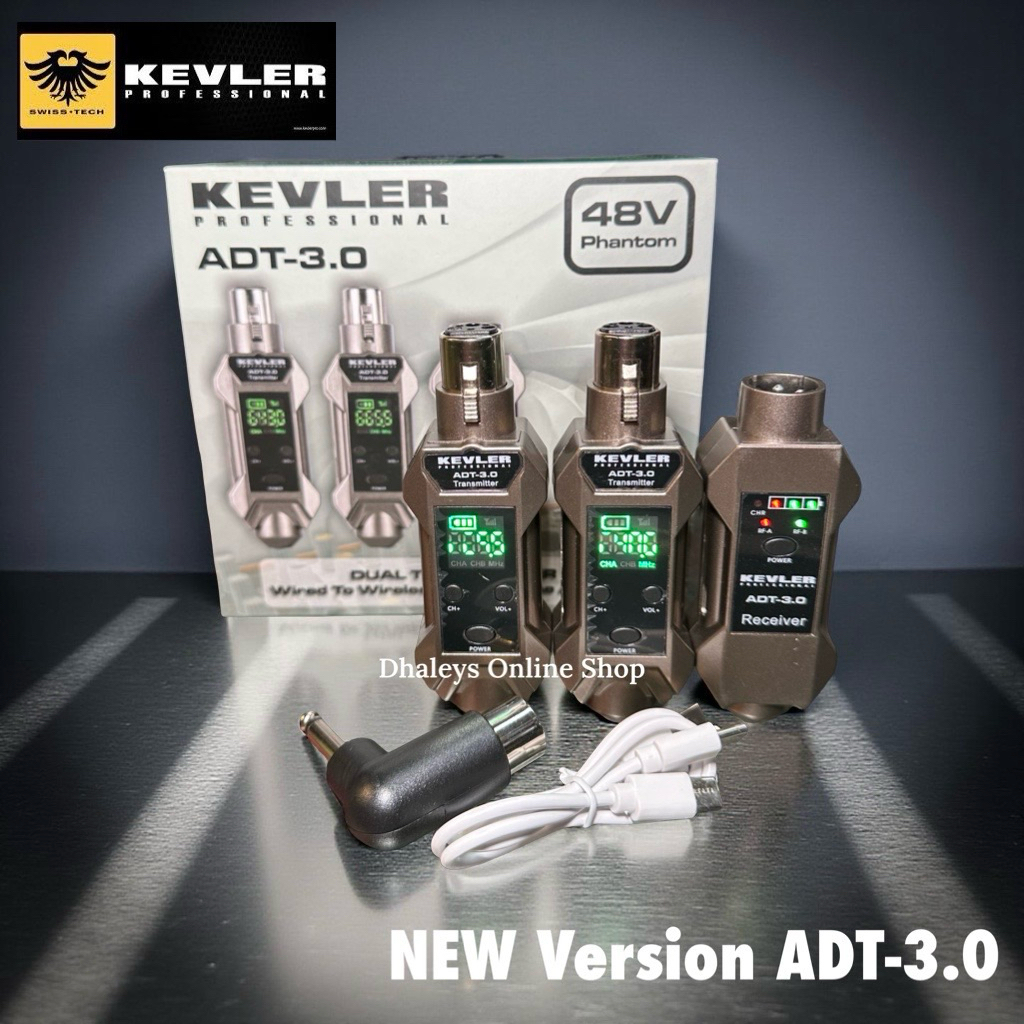 Kevler ADT-3.0C Wired to Wireless Microphone Adaptor UHF Dual ...