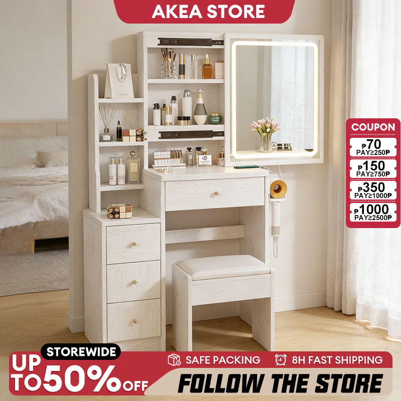 【Ship Today】Vanity Table With Mirror Light Dresser Ins Dressing Table ...