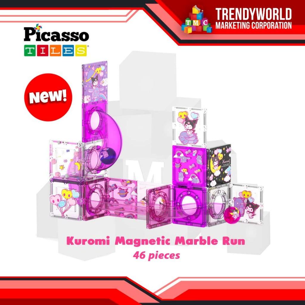 Kuromi Picasso Tiles Marble Run 46 pieces Magnetic Tiles for Kids Ages ...