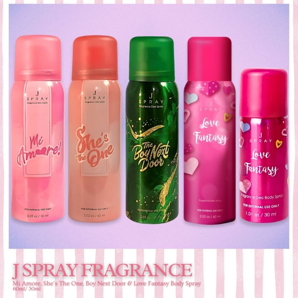 J Spray Body Spray 60ml Mi Amore, She's The One, The Boy Nextdoor, Love ...