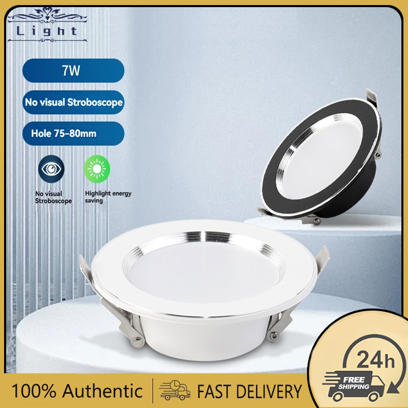 3 Colors LED Ceiling Light Recessed Downlight 220V 7W Pin Lights Panel ...