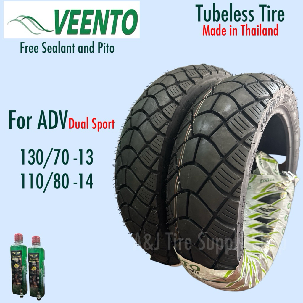 VEENTO 130/70 -13 & 110/80 -14 TUBELESS TIRE for ADV size 13" & 14 ...