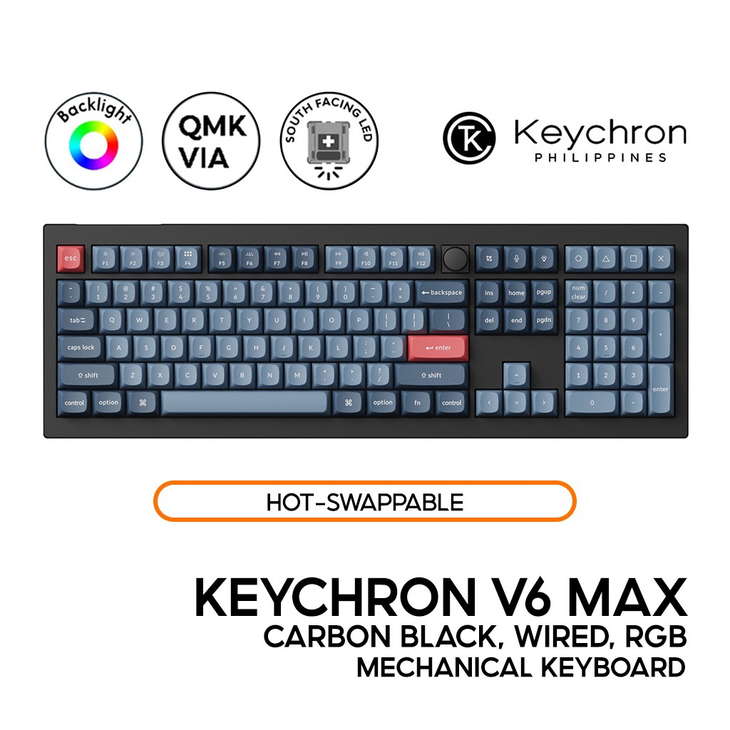 Keychron V6 Max QMK Mechanical Keyboard, Carbon Black, Full, Tri-mode ...