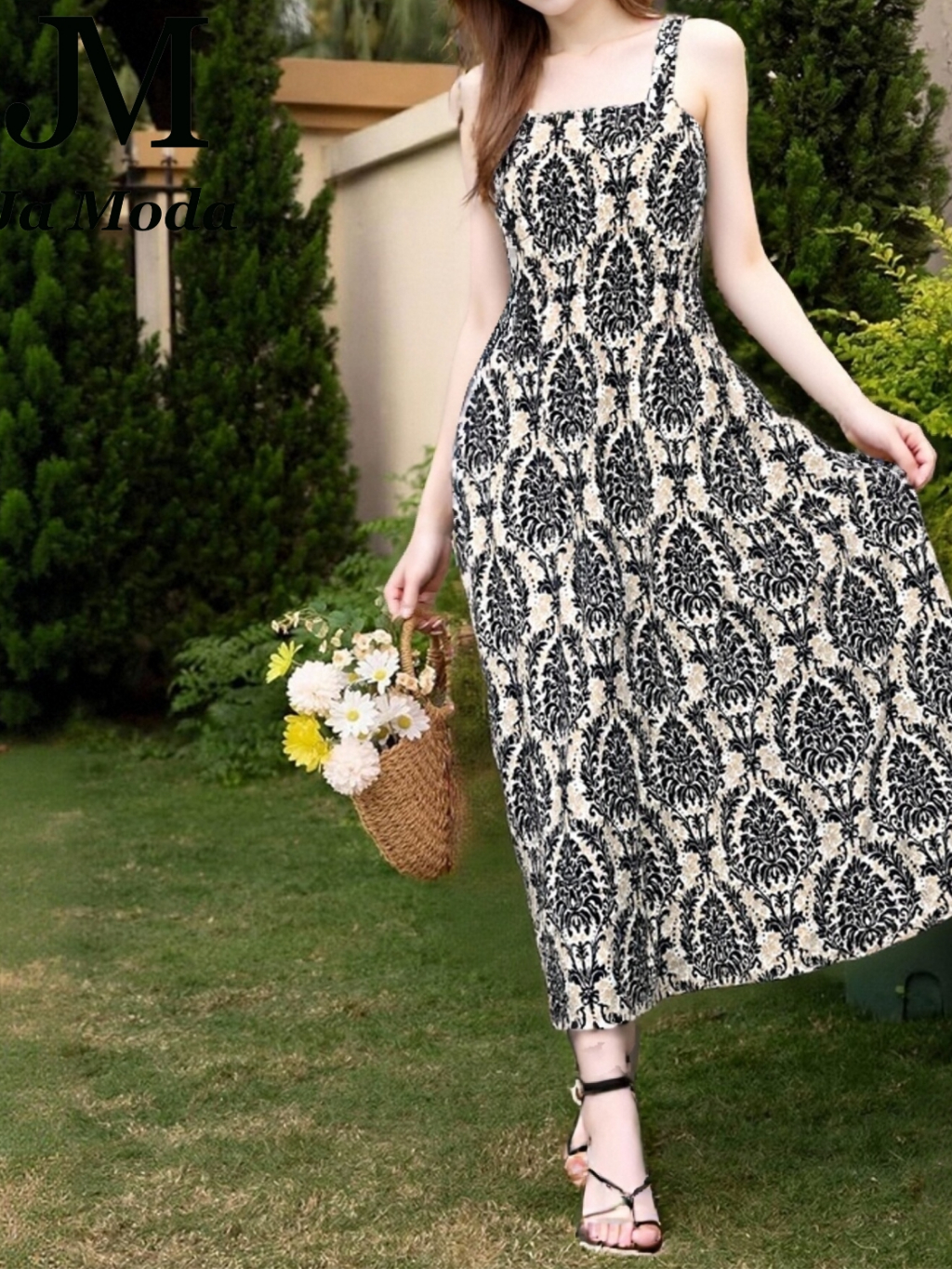 JaModa Women's Bohemian Print Dress Fashionable Women's Casual Floral ...
