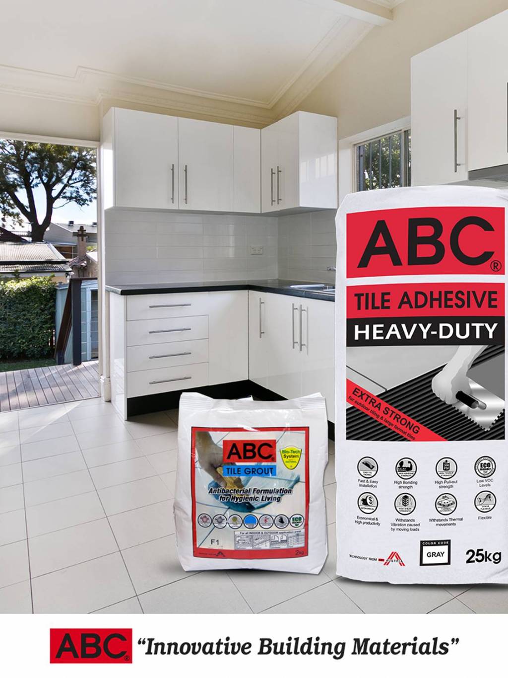 ABC Heavy Duty Tile Adhesive Gray 25kg Gray and White | Shopee Philippines