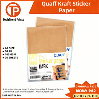 Quaff A4 Size Kraft Sticker Paper Dark 165gsm Strong Adhesion Inkjet ...