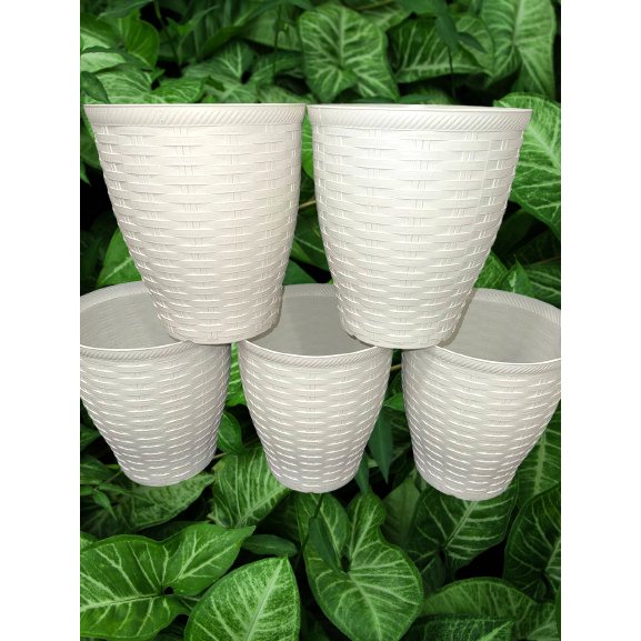 5 Pieces Extra Large Elegant Rattan Design Pots for Plants 10.5x12 ...