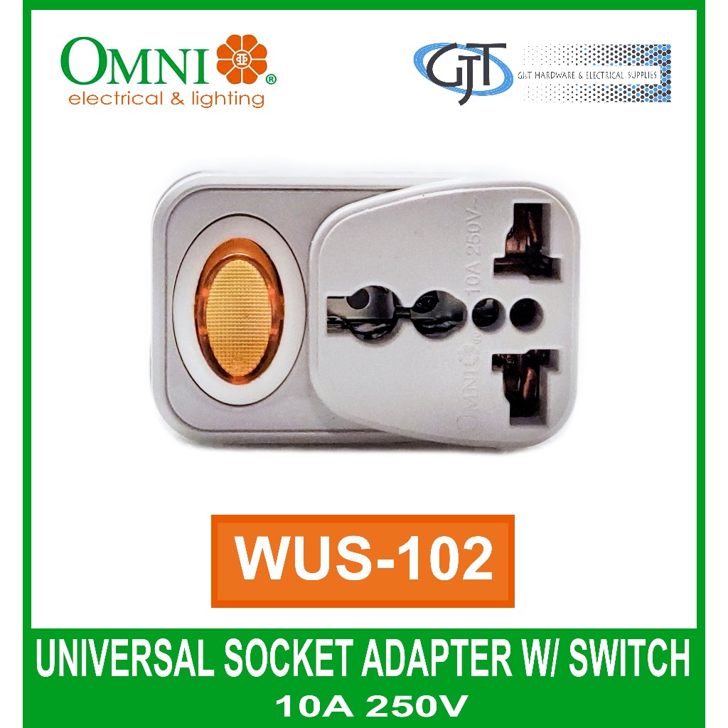 OMNI Universal Socket Adapter/Adaptor With Switch 10A 250V - WUS-102 ...