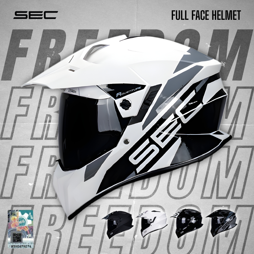 SEC Freedom Full Face Helmet for Motorcycle - Gloss / Matte - (M-XL ...