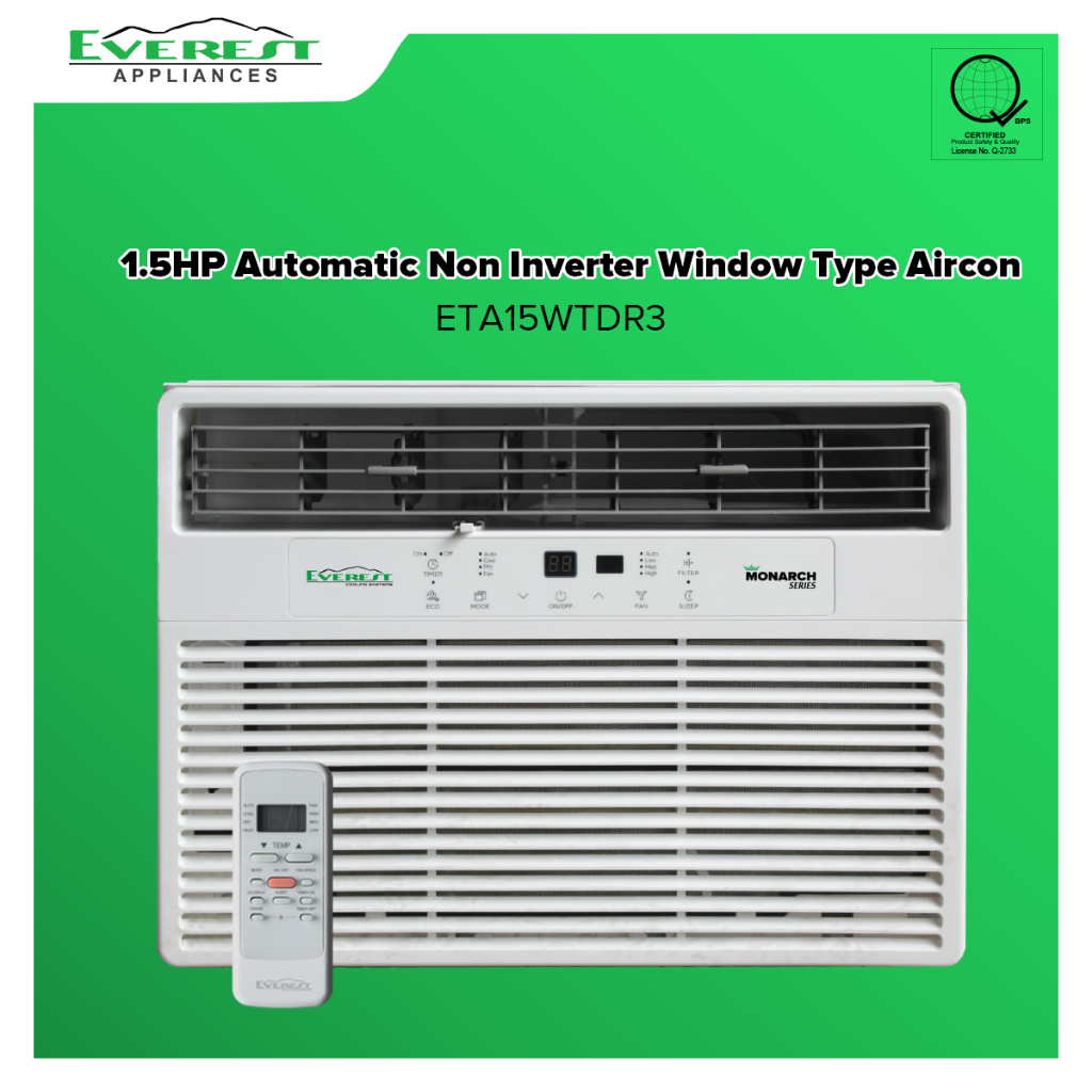 EVEREST 1.5HP Non Inverter Window Type Aircon/ Fast Cooling/ Healthy ...