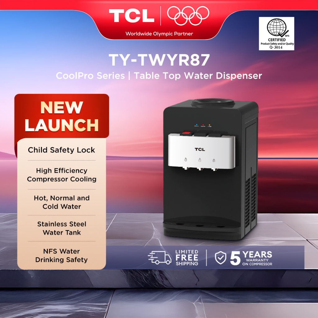 TCL Table Top Water Dispenser TY-TWYR87 Fast Cooling Water -6℃,，Hot ...