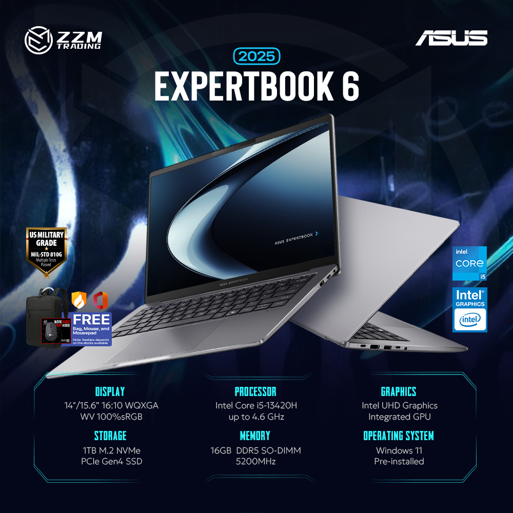 ASUS ExpertBook 6 2025 i5-13420H Intel UHD Graphics 14"/16" FHD WV 16GB ...