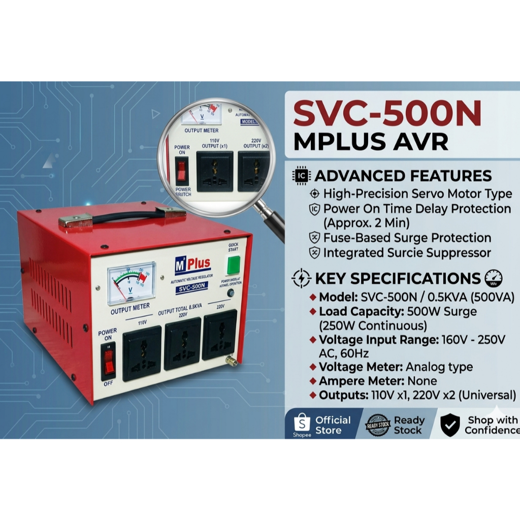 MPLUS by MSHOP SVC-500N AVR Auto Voltage Regulator | Shopee Philippines