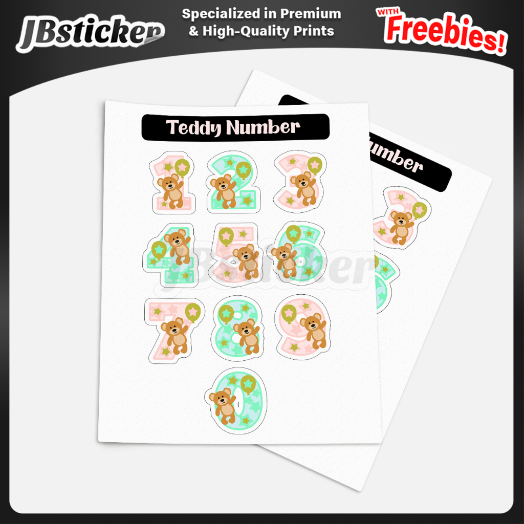 2sheets Teddy Numbers Sticker, Cute Number Sticker Deco for Journals ...